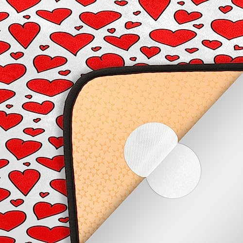KOBLEN Red Love Heart Kitchen Rugs Non Slip Washable Absorbent Kitchen Mats 20x39 inch Cushioned Anti Fatigue Kitchen Floor Mats for in Front of Sink