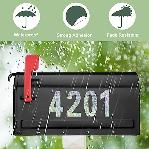 Reflective Mailbox Numbers for Outside, 4 Sets Large 4 inch 0-9 Self Adhesive Address Numbers for House Doors (4 inch, Multi)