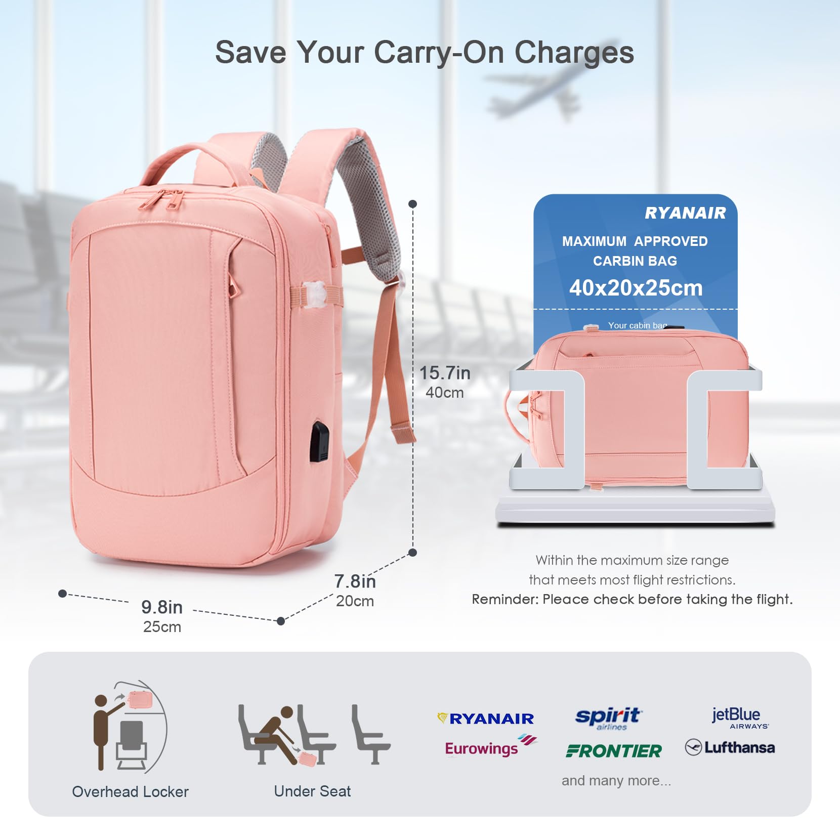 COSCOOA Expandable Travel Backpack for Men Women 15.7x7.8x9.8 Inch 20L Flight Approved Carry On Backpack Small Luggage Backpack, 15.6 Inch Laptop Business Daypack Weekender Bag
