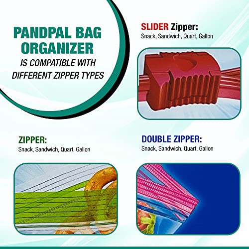 PandPal Food Storage Bag Holder, Compatible with Ziploc, Ziplock, Up & Up, Hefty, Glad, Kroger, Great Value & More, Food Bag Organizer Compatible with Gallon, Quart, Sandwich, Snack Bag Sizes, (2 Boxes)