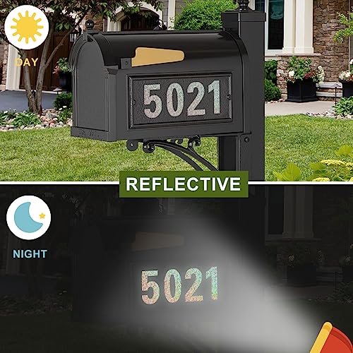Reflective Mailbox Numbers for Outside, 4 Sets Large 4 inch 0-9 Self Adhesive Address Numbers for House Doors (4 inch, Multi)