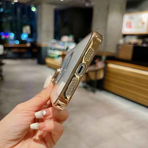 Mangix for iPhone 13 Pro Max Case,Magnetic Clear [Compatible with MagSafe] Camera Lens Protector Plating Luxury Cover for Women Girls Soft TPU Shockproof for Apple iPhone 13 Pro Max 6.7inch