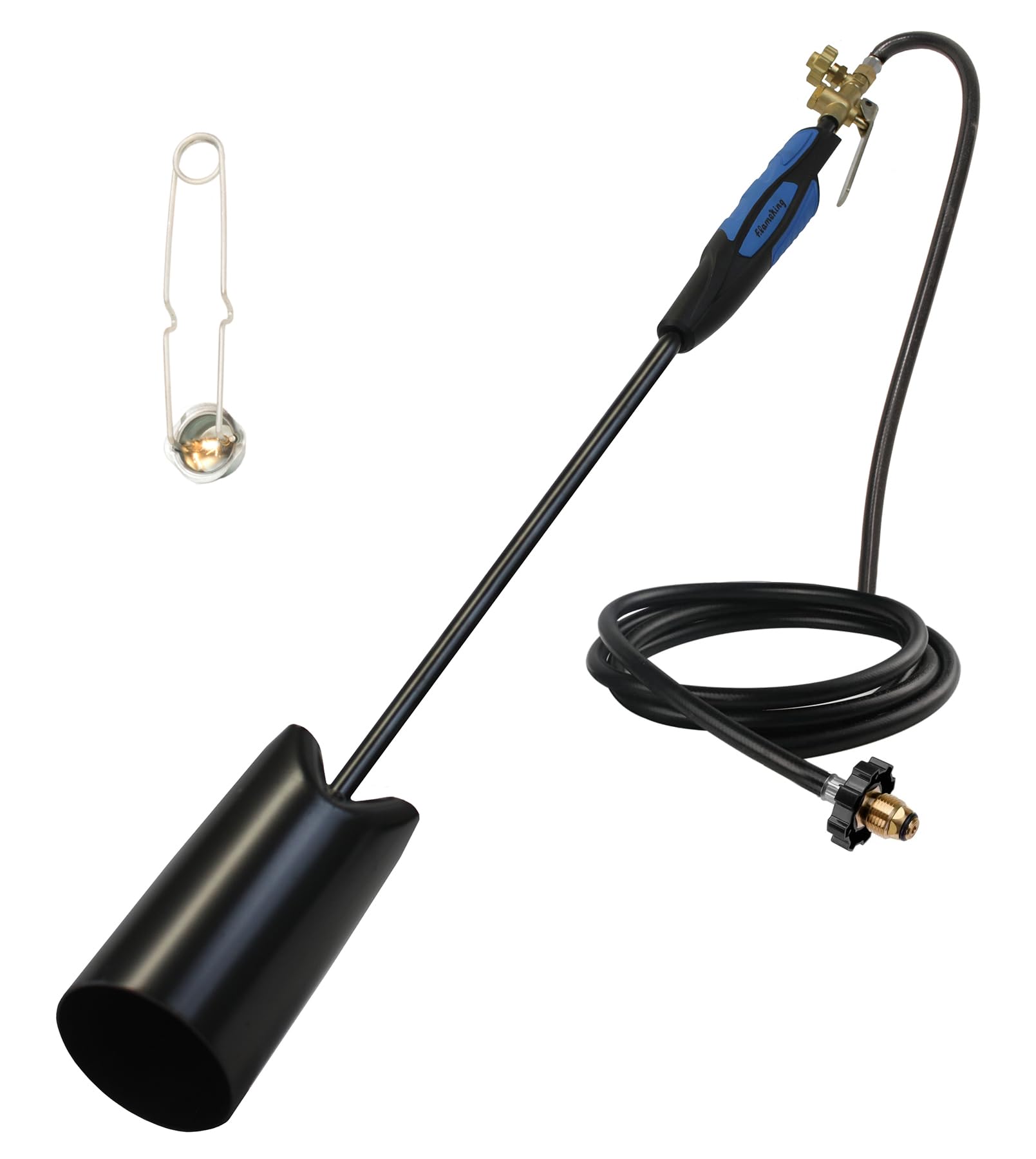 Flame King Propane Torch Kit Heavy Duty Weed Burner, 500,000 BTU & YSN5LB 5 Pound Propane Tank Cylinder, Great For Portable Grills, Fire Pits, Heaters And Overlanding, White