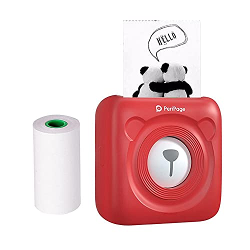 Mini Thermal Photo Printer, Wireless Picture Label Memo Receipt Paper Printer with Bluetooth 203DPI, Suitable for Android iOS Window (Red)