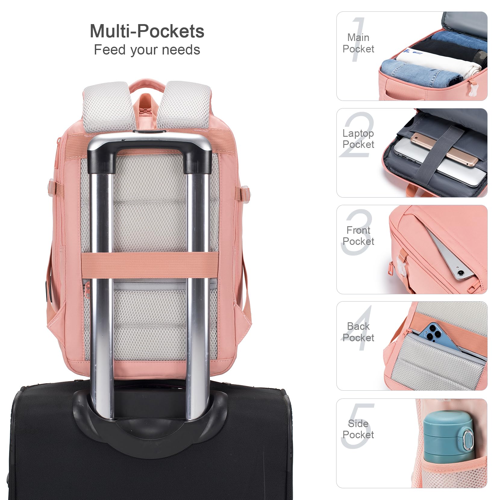 COSCOOA Expandable Travel Backpack for Men Women 15.7x7.8x9.8 Inch 20L Flight Approved Carry On Backpack Small Luggage Backpack, 15.6 Inch Laptop Business Daypack Weekender Bag