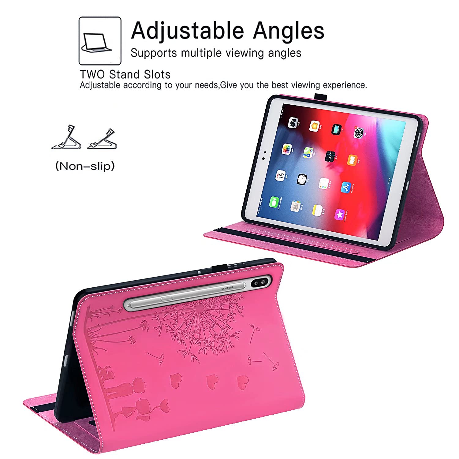 Galaxy Tab S9 Plus/S8+/S7 FE/S7+ Case with S Pen Holder [SM-X810/X816B/X818U/X800/X806/T730/T736B/T970/T975] - Shockproof Stand Folio Case for Samsung Tablet S9+ 2023 12.4
