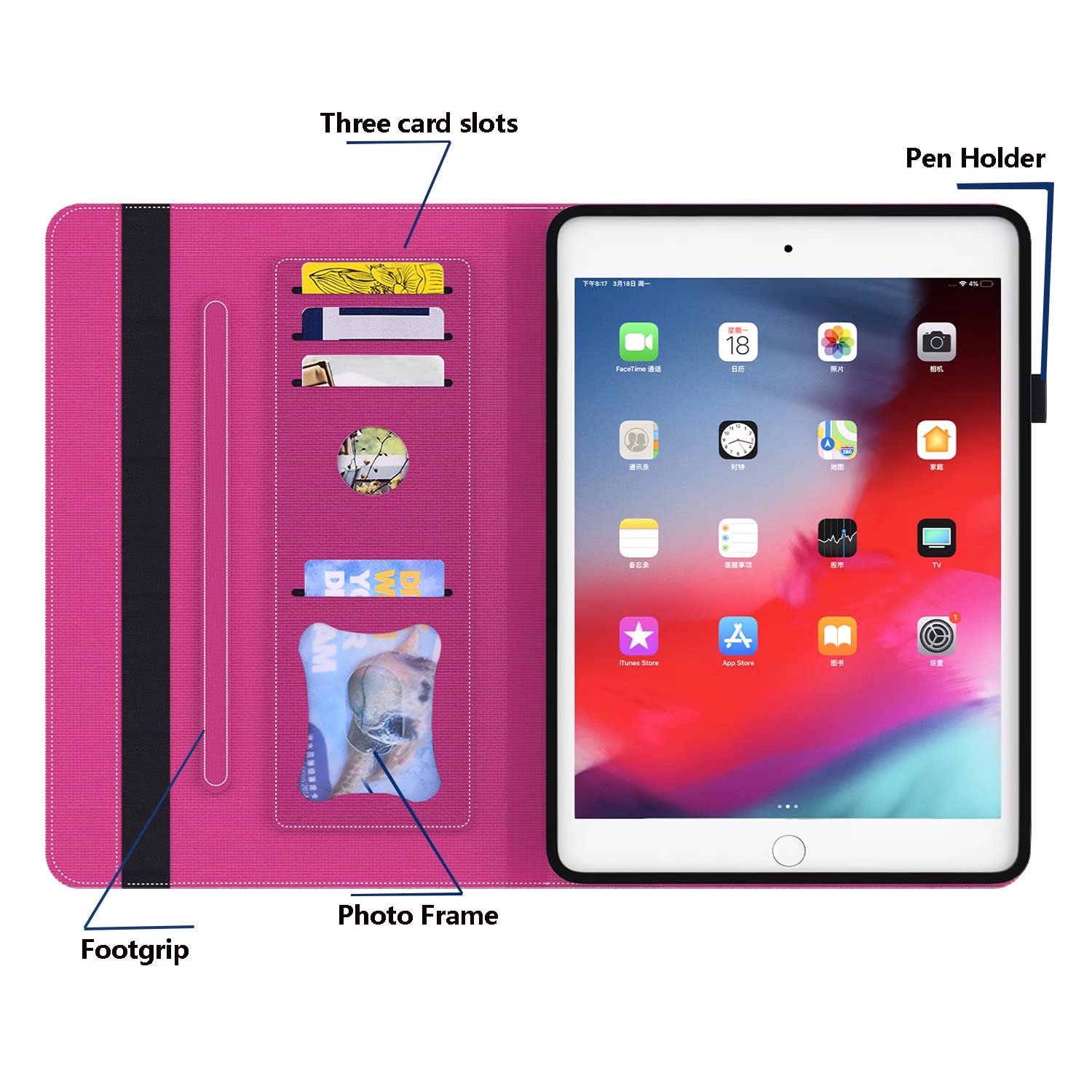 Galaxy Tab S9 Plus/S8+/S7 FE/S7+ Case with S Pen Holder [SM-X810/X816B/X818U/X800/X806/T730/T736B/T970/T975] - Shockproof Stand Folio Case for Samsung Tablet S9+ 2023 12.4