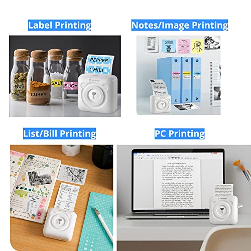 Mini Thermal Photo Printer, Wireless Picture Label Memo Receipt Paper Printer with Bluetooth 203DPI, Suitable for Android iOS Window (Red)