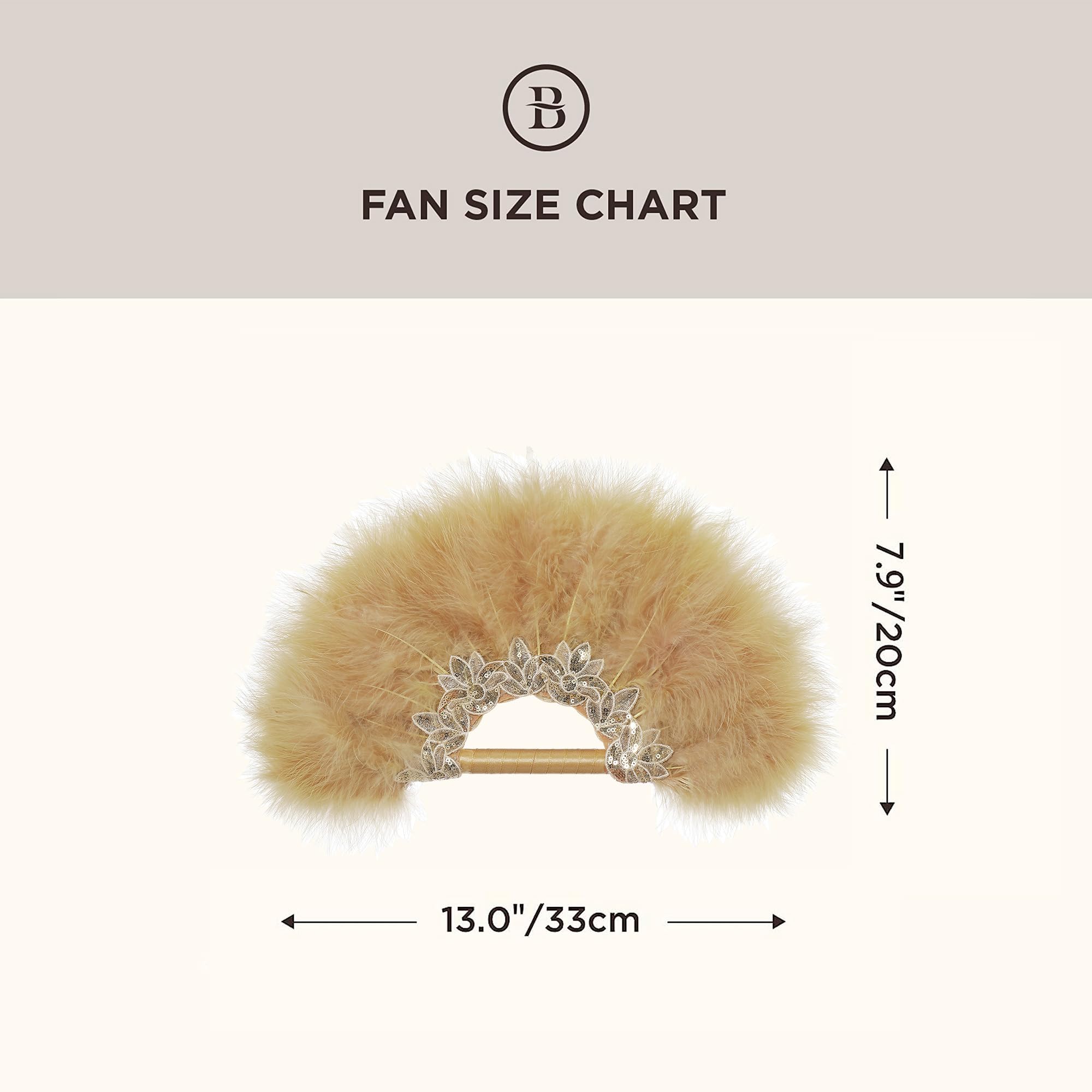 BABEYOND 1920s Marabou Feather Fan - Vintage Handheld Fan Bridal Feather Bouquet Bridesmaids Fan for Wedding (Yellow)