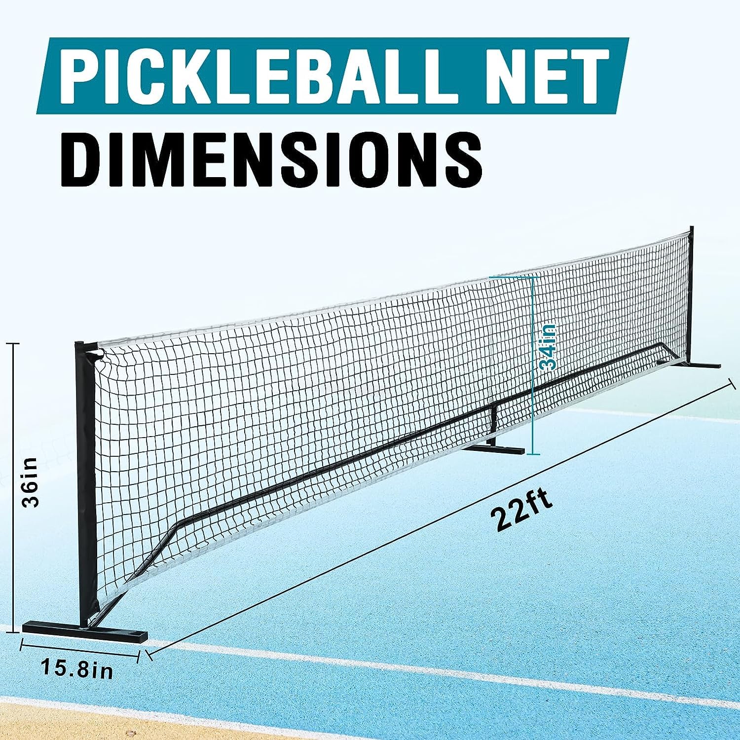 RXUTOTE Portable Pickleball Net Set, 22 FT USAPA Regulation Size for Full Court System Outdoors Driveway Matches, Easy Setup to Experience Competitive Pickle Ball Game Anywhere