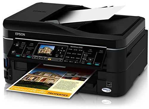 Epson WorkForce 645 Wireless All-in-One Color Inkjet Printer, Copier, Scanner, Fax, iOS/Tablet/Smartphone/AirPrint Compatible (C11CB86201)
