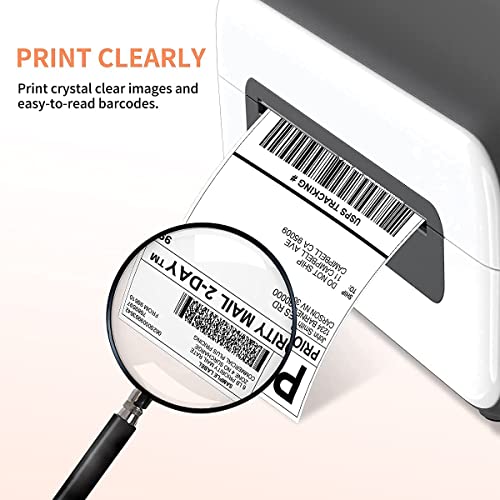 Phomemo Thermal Label Printer, with Label Holder and Pack of 500 4x6 Fan-fold Labels, Pink Direct USB Thermal 4×6 Shipping Label Printer Maker, PM-246s Series