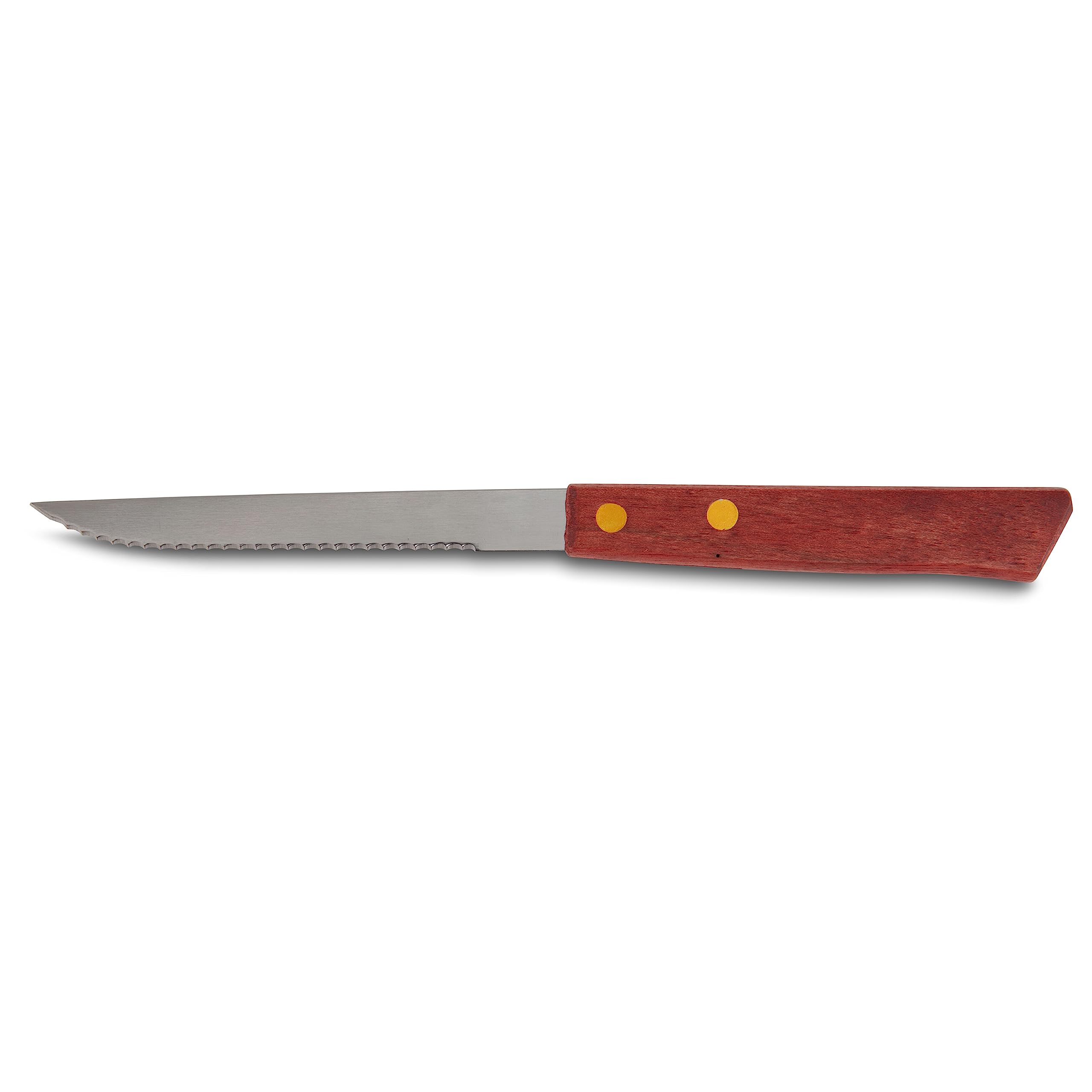 AME D’ESSENCE Set of 12 Stainless Steel Steak Knives 4 1/4 Inch Serrated Edge Pointed Tip Steak Knives with Wooden Handle for Kitchen Butter Cutlery Restaurant
