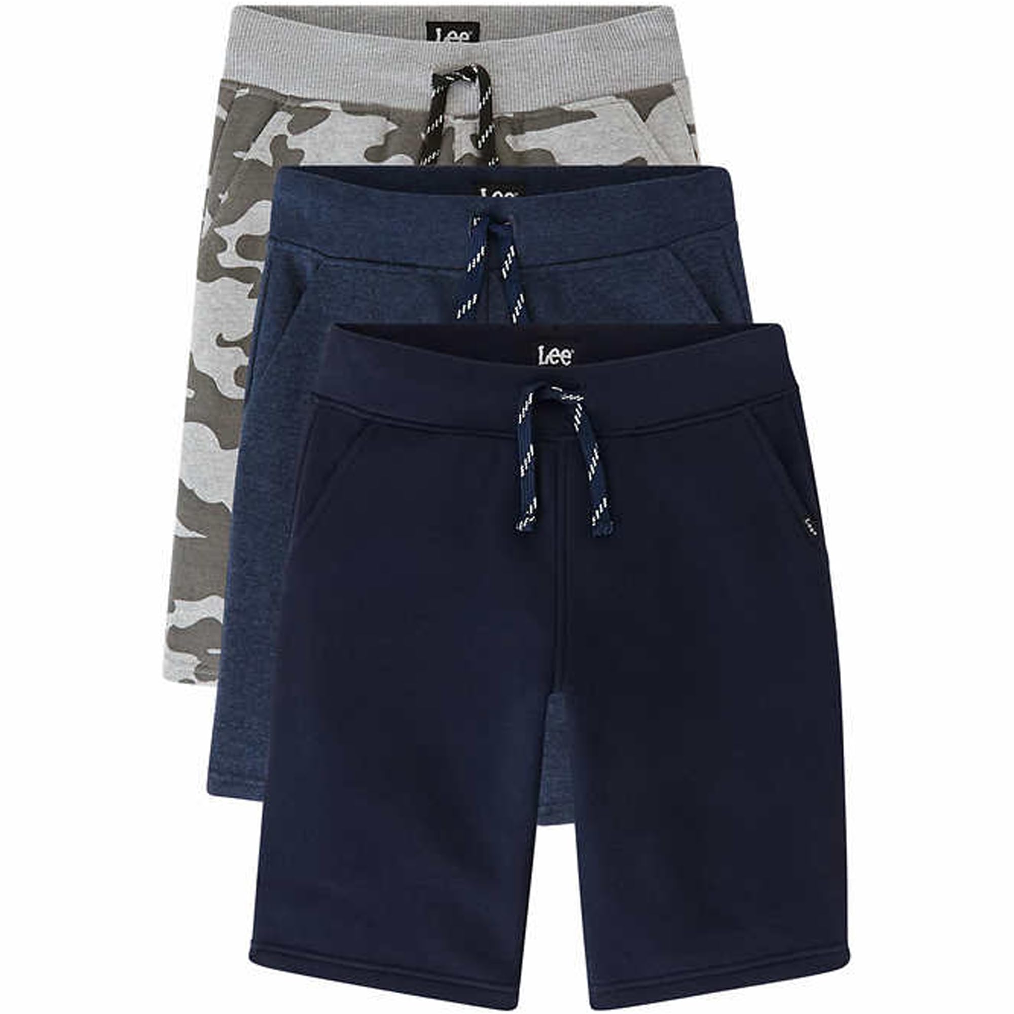 Lee Youth Boys' Sweat Shorts Athletic Casual Jogger Shorts & Pockets, Performance Activewear 3-Pack Age 10 to 12 Years Navy Camo