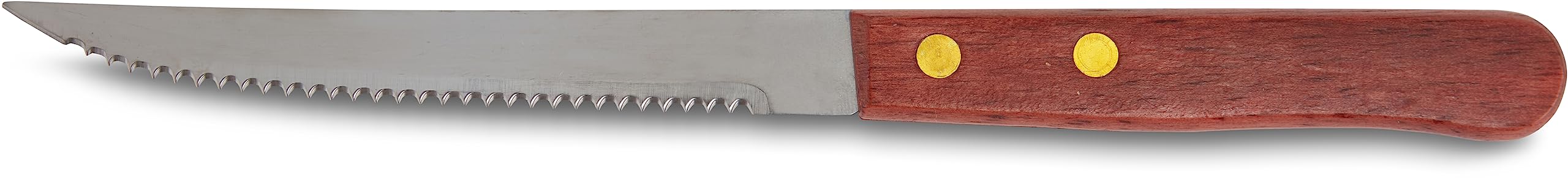 AME D’ESSENCE Set of 12 Stainless Steel Steak Knives 4 1/2 Inch Serrated Edge Pointed Tip Steak Knives with Wooden Handle for Kitchen Butter Cutlery Restaurant