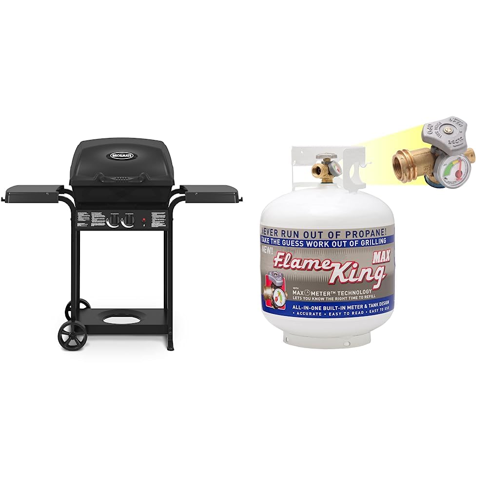 Broil-Mate 2-Burner Propane Gas Grill + Flame King 20lb Propane Tank