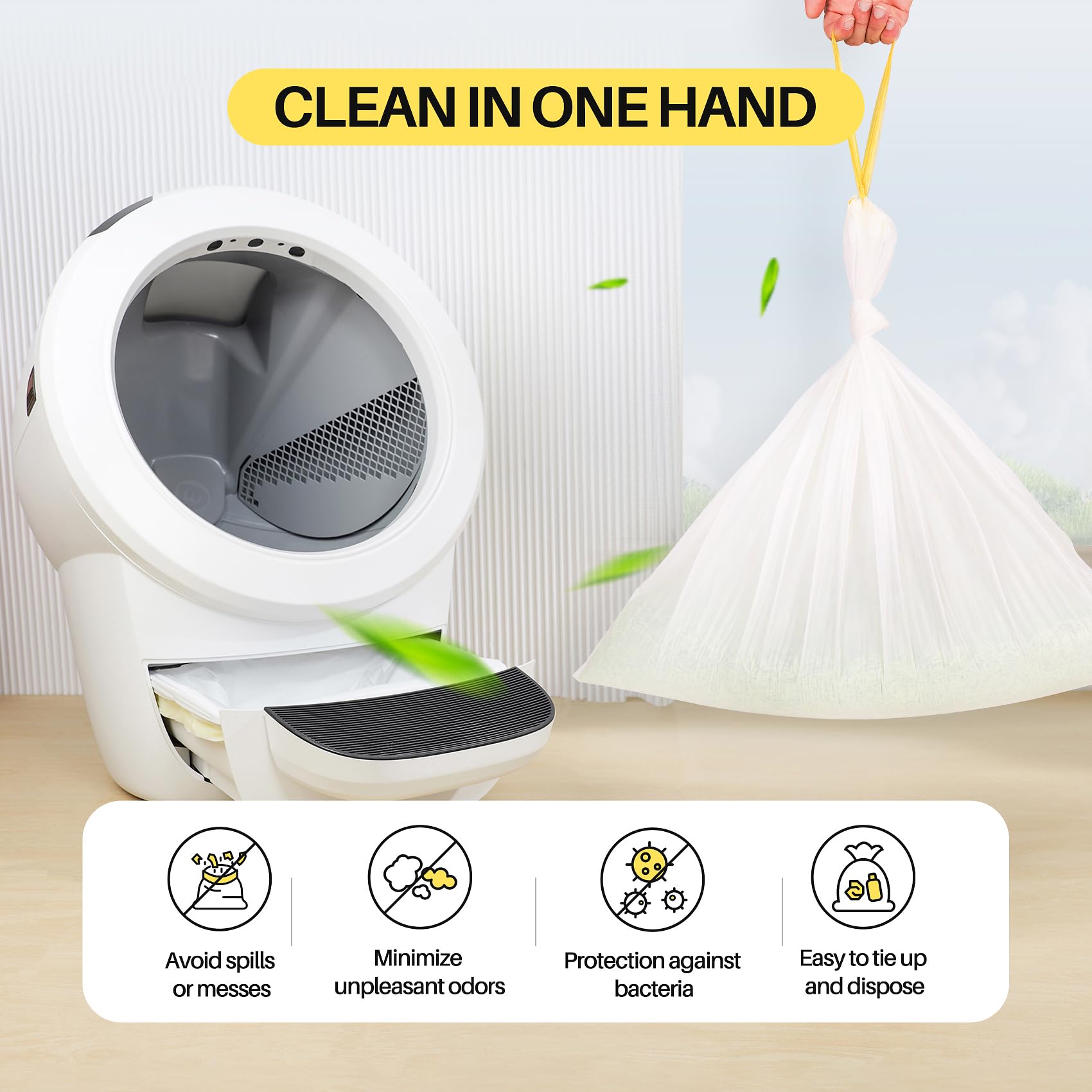Miracolo Cat Litter Box Liner, Extra Durable Jumbo Drawstring Kitty Litter Bags Compatible with Litter Robot 3/4, Automatic Pull Waste Drawer Cat Litter Liners 100 Count - 29.13" x 23.62"