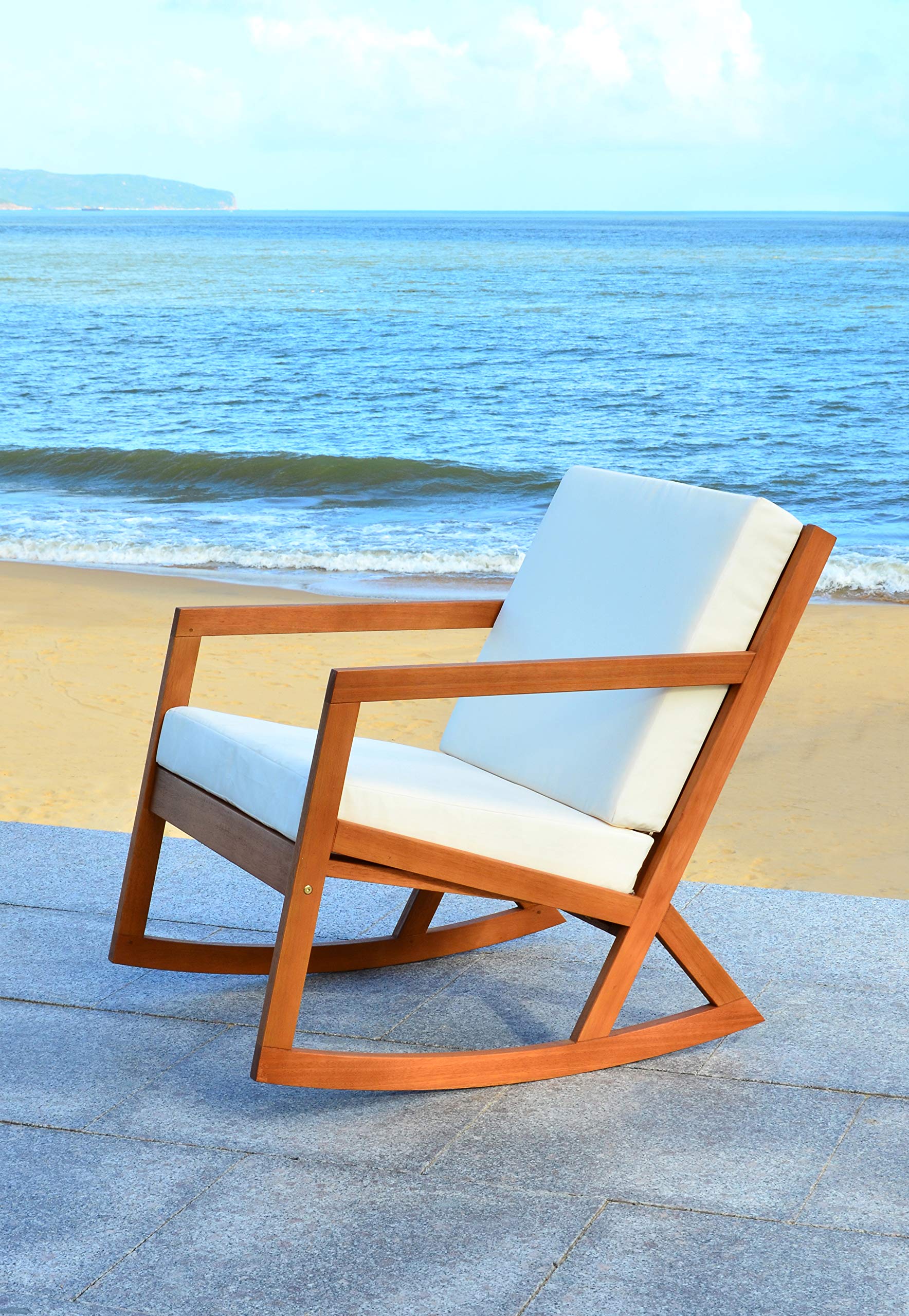 Safavieh Outdoor Rocking Chair and Christopher Knight Home Acacia Wood Side Table