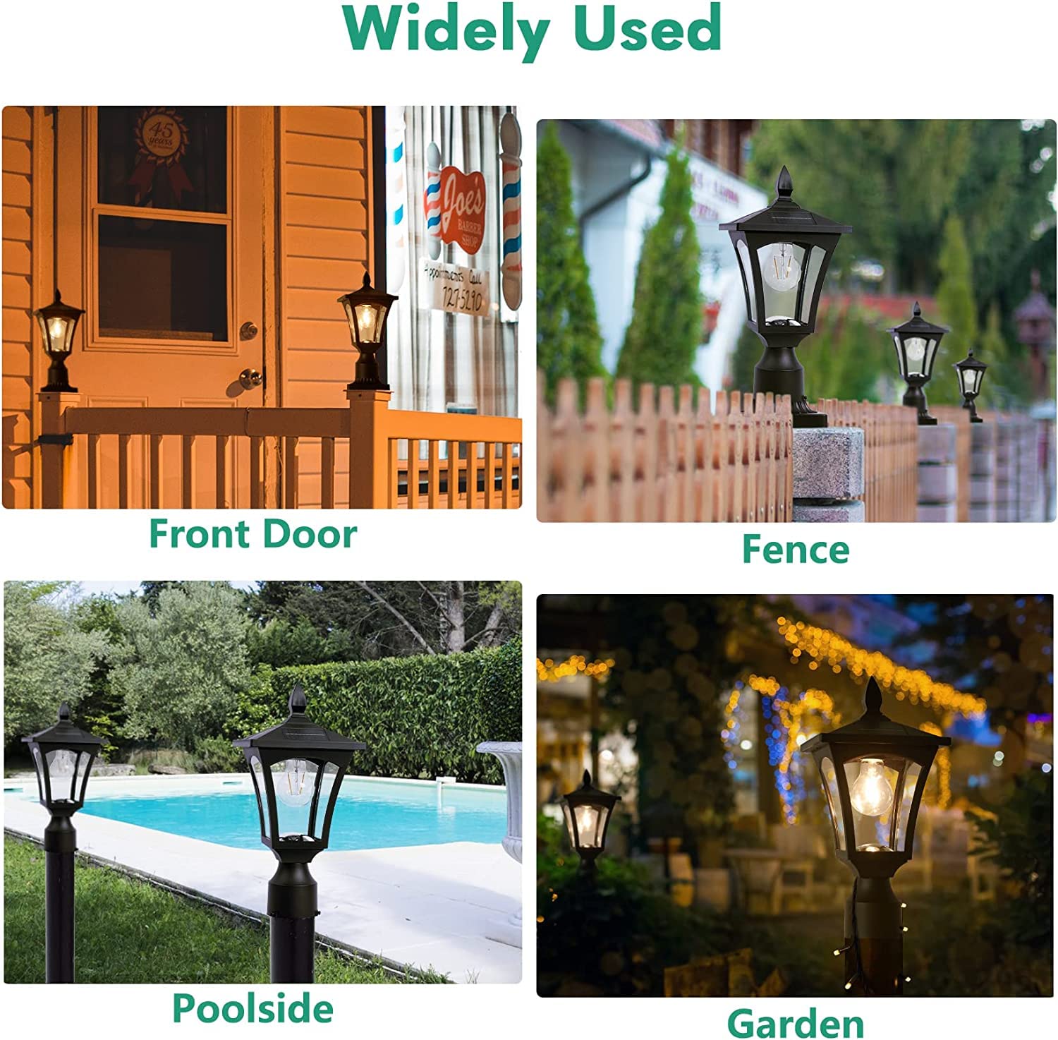PASAMIC Solar Powered Black Pathway Light Fixture, 3000K Warm White, Weather Resistant, Energy Saving, IP44 Waterproof, 60 Lumens, 3" Standard Lamp Post or 5.6" Piers Included