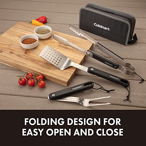 Cuisinart Petit Gourmet Portable Gas Grill (CGG-180) + 4-Piece Folding Grill Tool Set