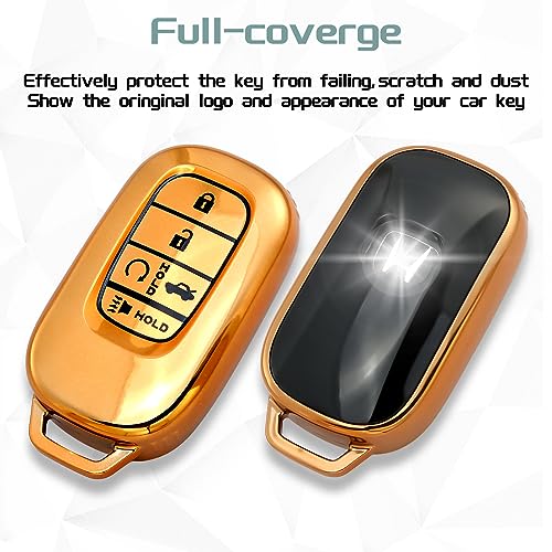 Compatible with Honda Key Fob Cover with Keychain Key Protector Case for 2022 2023 Civic Accord HR-V CR-V Sport SI EX EX-L Touring Smart Key Accessories