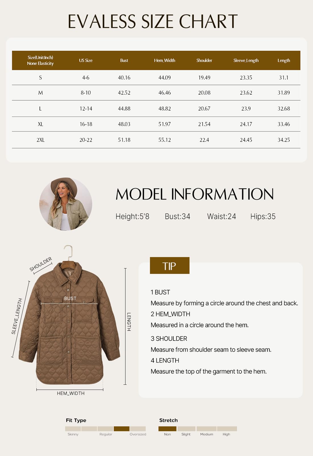 EVALESS Diamond Quilted Jackets for Women Lightweight Collar Long Sleeve Button Down Puffer Jacket Fall 2024 Coat Outerwear with Pockets Brown Medium