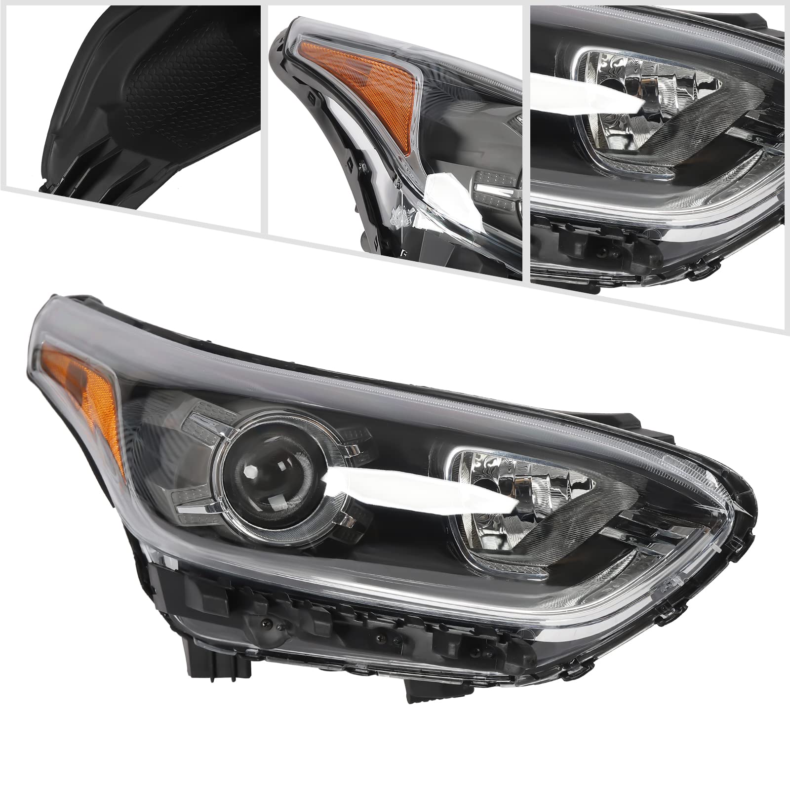 TBVECHI Headlight Assembly for 2019 2020 2021Kia Forte Halogen w/LED DRL Passenger Side Headlamp Replacement, Black Housing Clear Lens Front Head Light Lamp 92102M7100 92101M7100