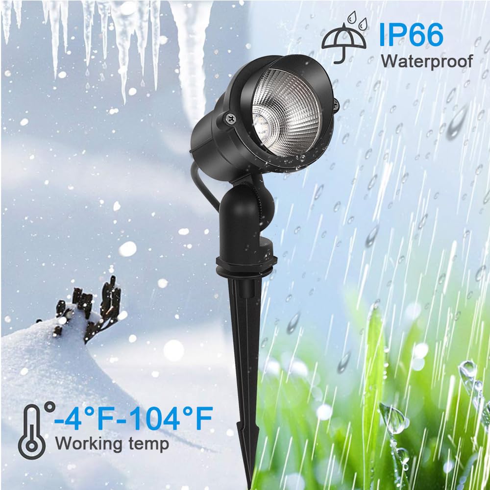 20W Dusk to Dawn Outdoor LED Spotlight Plug in with Photocell Sensor for House Flag Yard Tree Garden, 3000K 1000lm Warm White 120V Landscape Lighting with Stake IP66 Waterproof 5.9ft Cord, 2 Pack