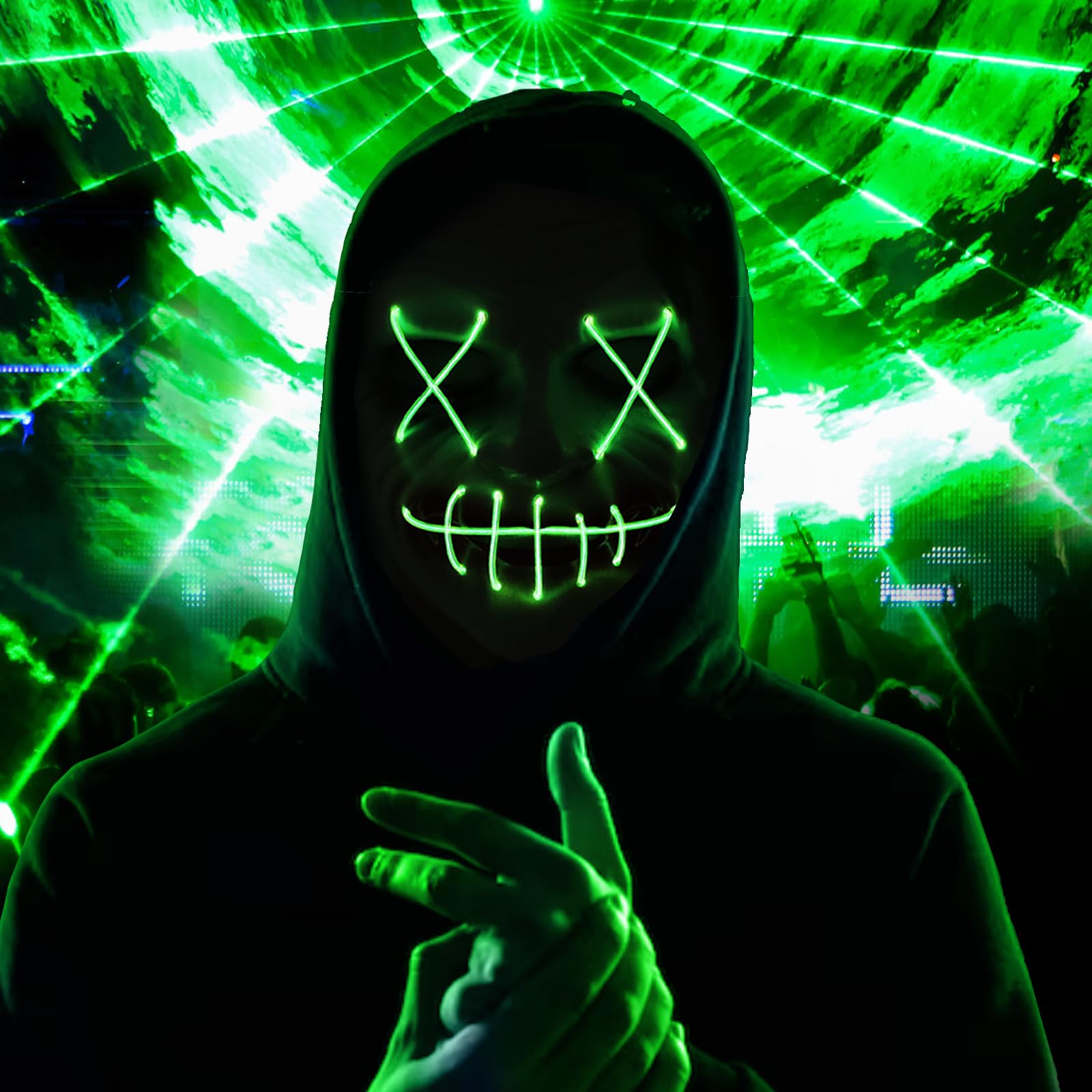 Light Up Skull Mask, Halloween Creepy LED Skeleton Mask for Cosplay, Adults… (Joker)