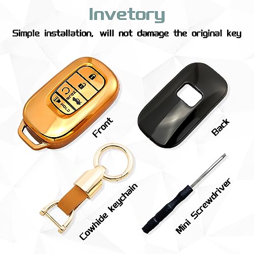 Compatible with Honda Key Fob Cover with Keychain Key Protector Case for 2022 2023 Civic Accord HR-V CR-V Sport SI EX EX-L Touring Smart Key Accessories