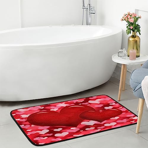 KOBLEN Red Love Hearts Kitchen Rugs Non Slip Washable Absorbent Kitchen Mats 20x39 inch Cushioned Anti Fatigue Kitchen Floor Mats for in Front of Sink