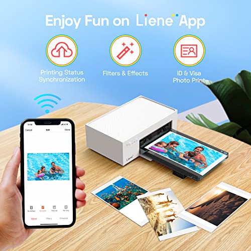 Liene 4x6'' Instant Photo Printer (Battery Edition) Bundle, 60-sheet, 2 Ink-Cartridge, Wireless Photo Printer for iPhone, Smartphone, Android, Computer, Dye Sublimation, Photo Printer for Travel, Home