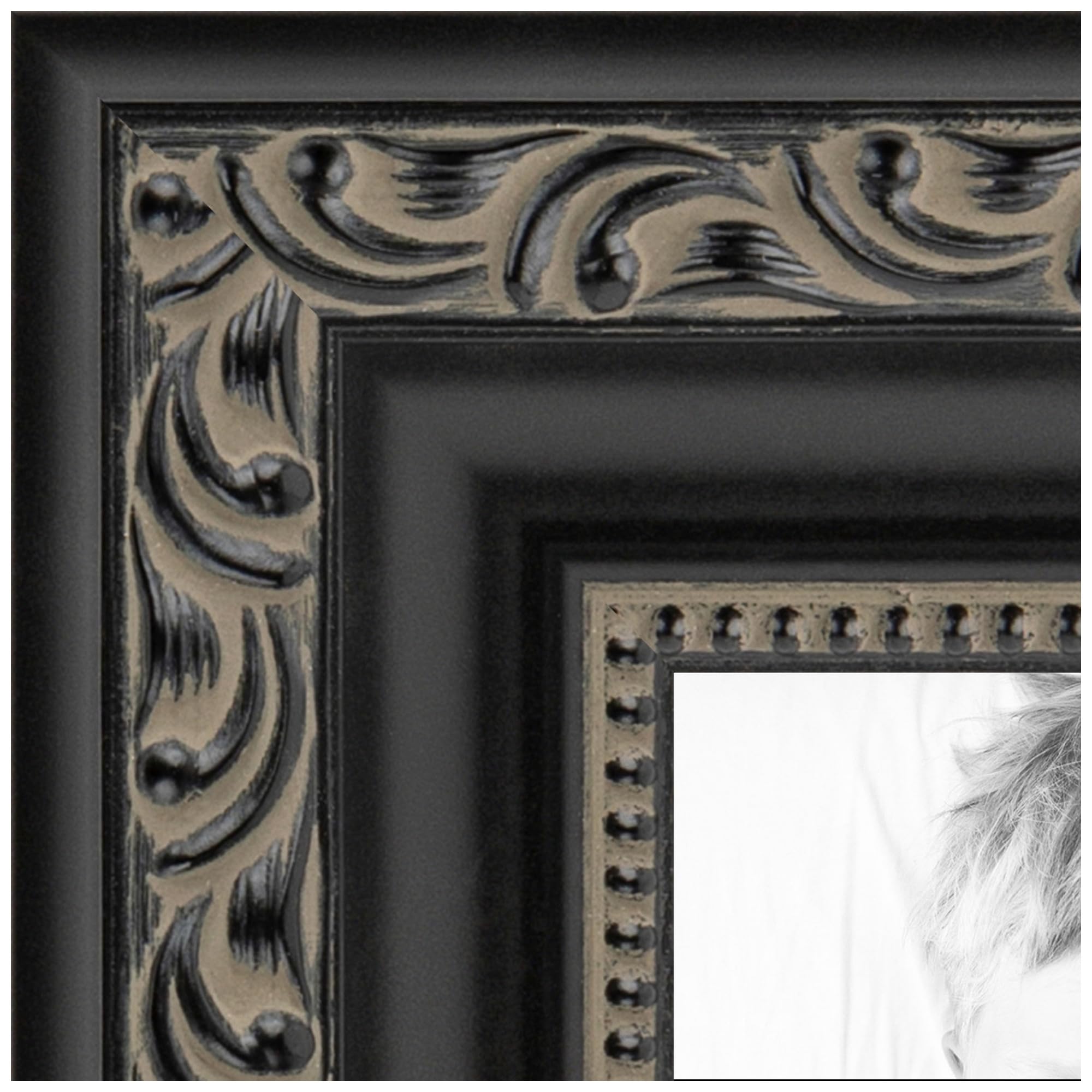 ArtToFrames 16x20 Inch Black Picture Frame, This 1.25 Inch Custom Poster Frame is Antique Black - Comes with Economy Acrylic and Corrugated Backing (WOM5106-16x20)