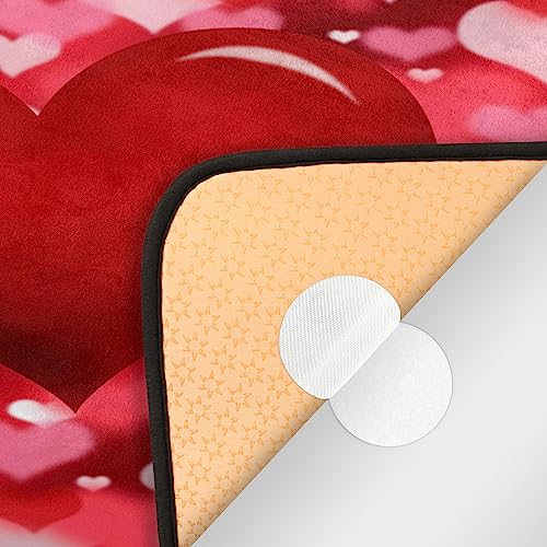 KOBLEN Red Love Hearts Kitchen Rugs Non Slip Washable Absorbent Kitchen Mats 20x39 inch Cushioned Anti Fatigue Kitchen Floor Mats for in Front of Sink