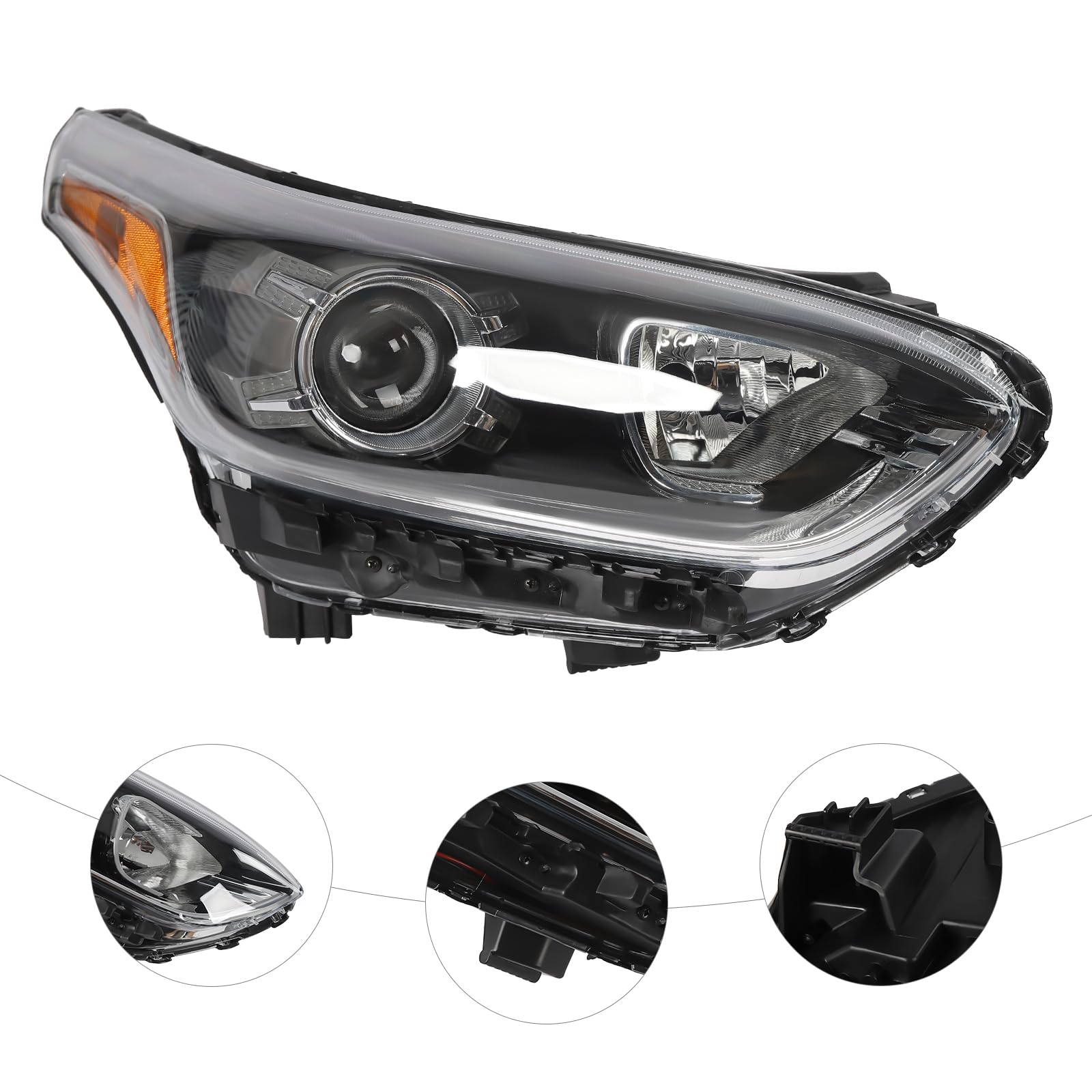 TBVECHI Headlight Assembly for 2019 2020 2021Kia Forte Halogen w/LED DRL Passenger Side Headlamp Replacement, Black Housing Clear Lens Front Head Light Lamp 92102M7100 92101M7100