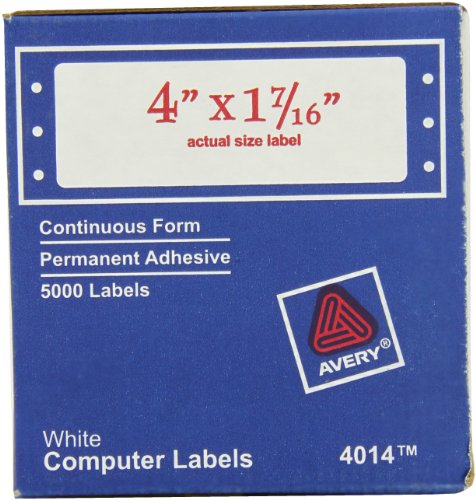 Avery 4014 Dot Matrix Mailing Labels, 1 Across, 1 7/16 x 4, White (Box of 5000)