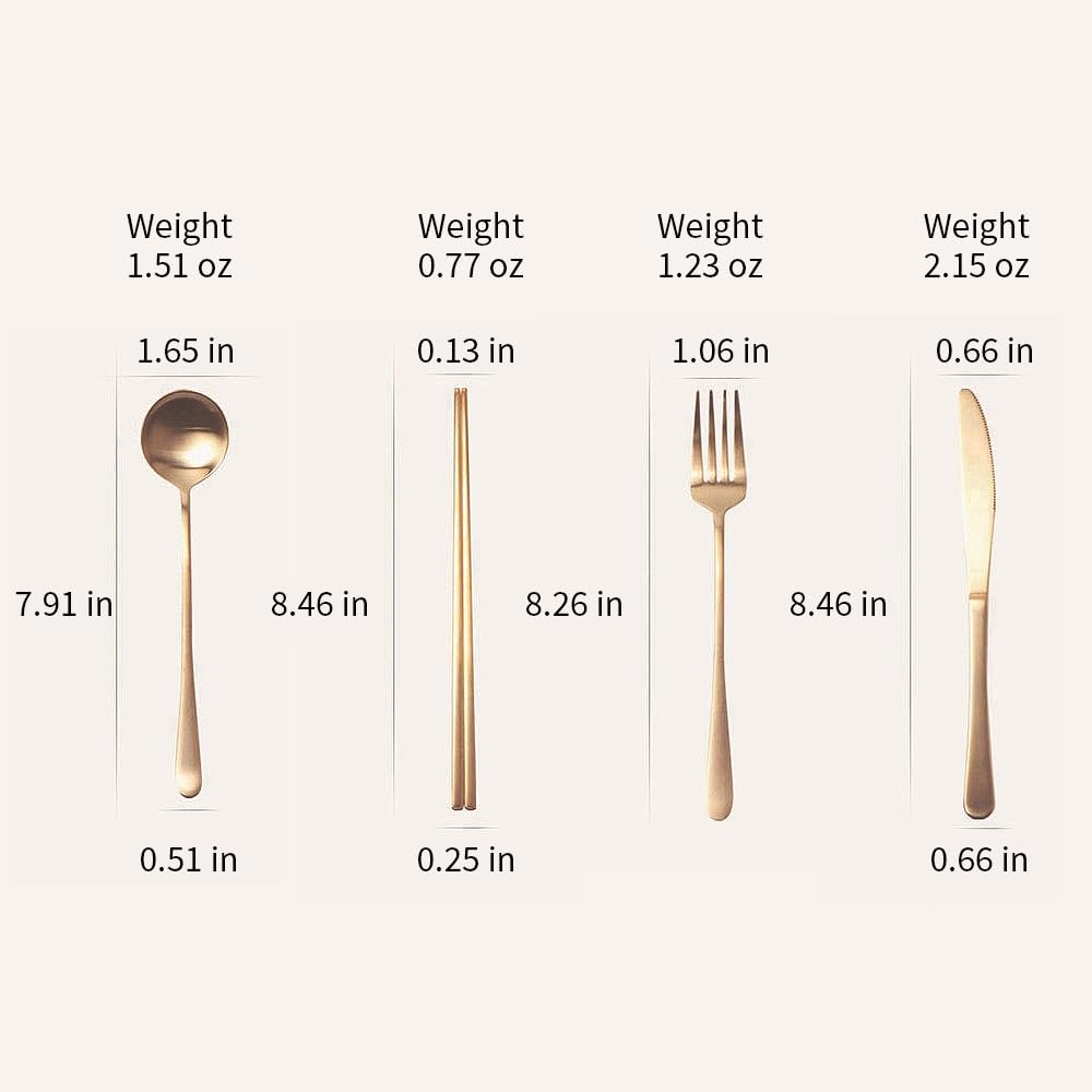 ROAEXPO Oseobang Class 4Kinds 1Person Stainless 24k Gold plating Steel Flatware Set Home Kitchen Utensils Set Dishwasher Safe Made in Korea Cutlery (8.Golf)