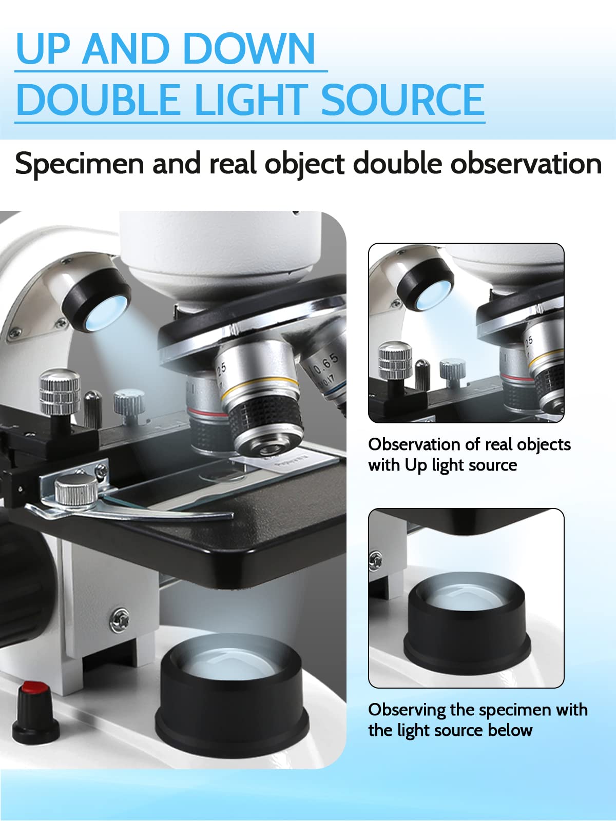 Crspexil Compound Binocular Microscopes 40X-2000X with 2.0 mp Camera, with Microscope Prepared Slides 30p,for Kids Students Adults,Microscope Accessories, Phone Adapter