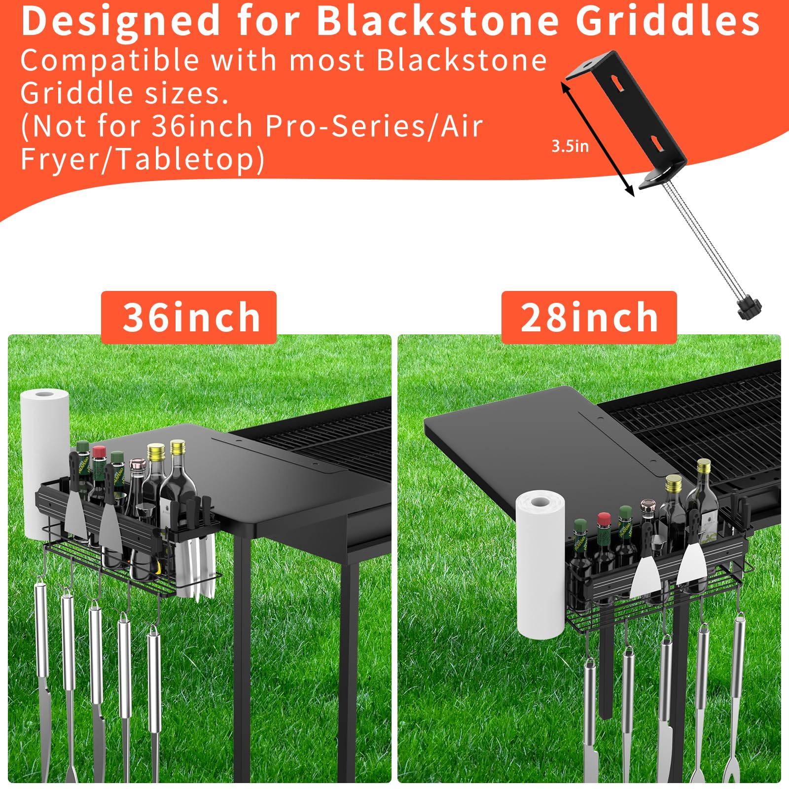 Griddle Caddy for Blackstone 28"/36" Griddle/Prep Cart Accessories Storage,Upgraded 5-In-1 BBQ Barbecue Grill Accessories Caddy Space Saving Organizer Box for Outdoor Grill with Magnetic Tool Holder