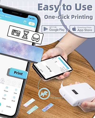 Mandizza Thermal Printer, Label Maker Machine Tape Included D10 Portable Bluetooth Connection Label Printer Multiple Templates Available for Phone Pad Easy to Use Office Home Organization