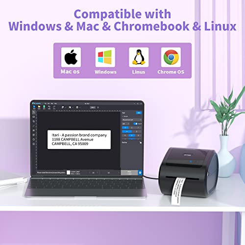 Itari Thermal Label Printer, Shipping Label Printer for Shipping Packages & Small Business, Desktop Thermal Label Printer Label Printer Compatible with USPS, Shopify, FedEx, Amazon, Ebay, Etsy