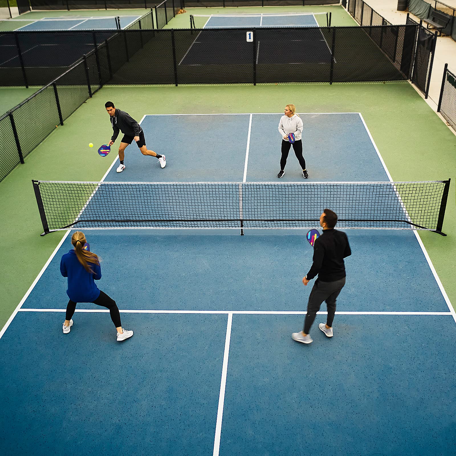 RXUTOTE Portable Pickleball Net Set, 22 FT USAPA Regulation Size for Full Court System Outdoors Driveway Matches, Easy Setup to Experience Competitive Pickle Ball Game Anywhere