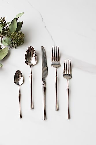 MILAN Mirror Silver Flatware, Service for 1, 5 piece set, Stainless Steel Cutlery Set, Durable, Kitchen and DIning Essentials (2)