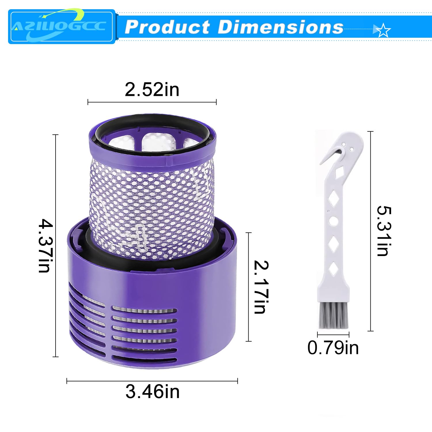 Replacement V10 Filters for Dyson V10 Cyclone Series, V10 Absolute, V10 Animal, V10 Total Clean, SV12,Part No. 969082-01, Purple (1)