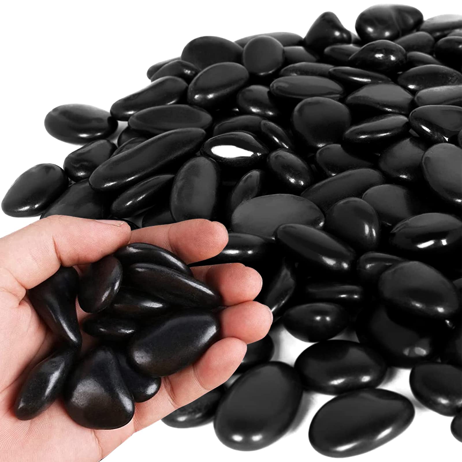 2 LB Aquarium Rocks,River Rocks for Plants Black,0.4" - 0.6" Black Stones for Garden Landscaping,Landscaping Rocks for Fish Tank,Black Pebbles for Plants,Decorative Rocks for Vase, Garden, Aquarium