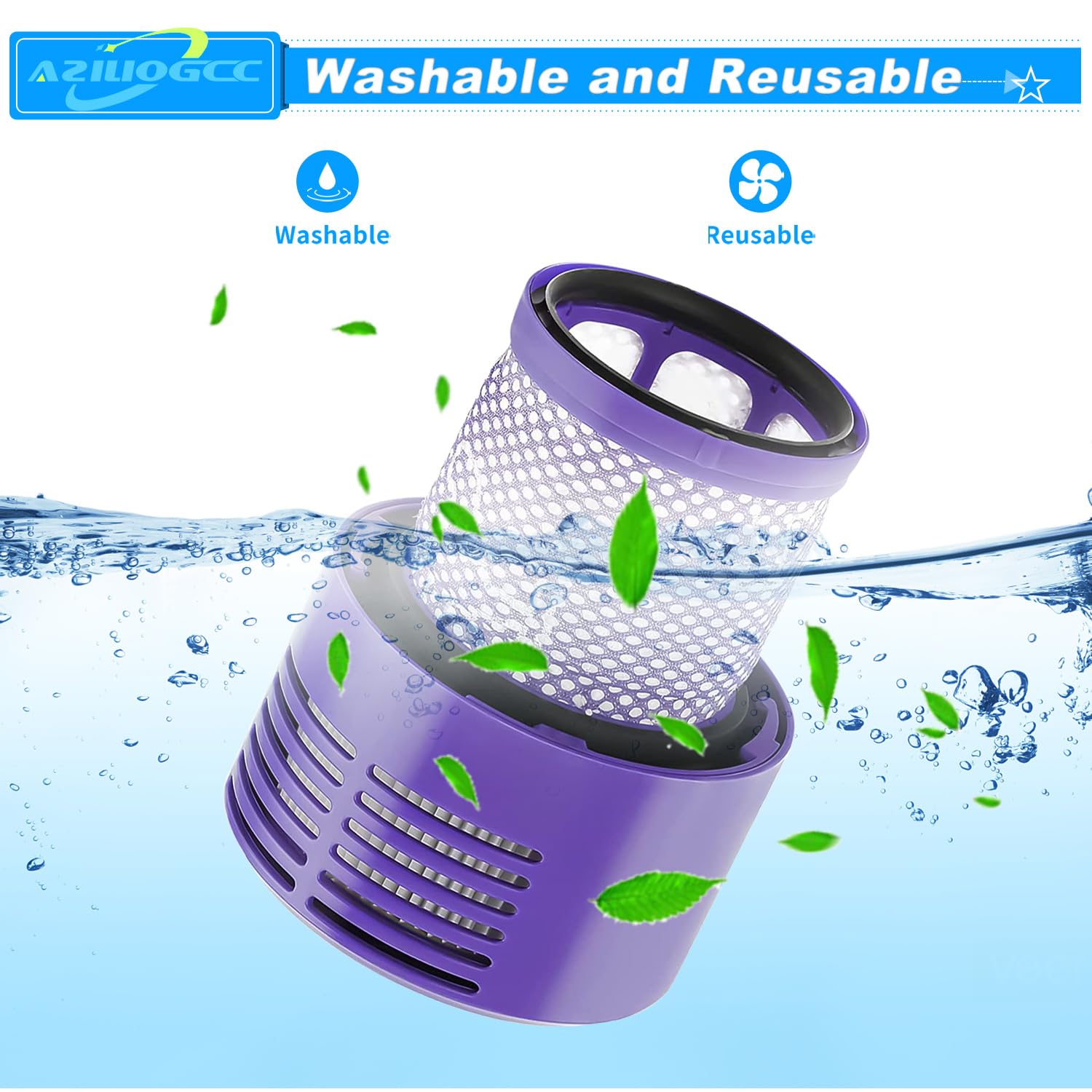Replacement V10 Filters for Dyson V10 Cyclone Series, V10 Absolute, V10 Animal, V10 Total Clean, SV12,Part No. 969082-01, Purple (1)