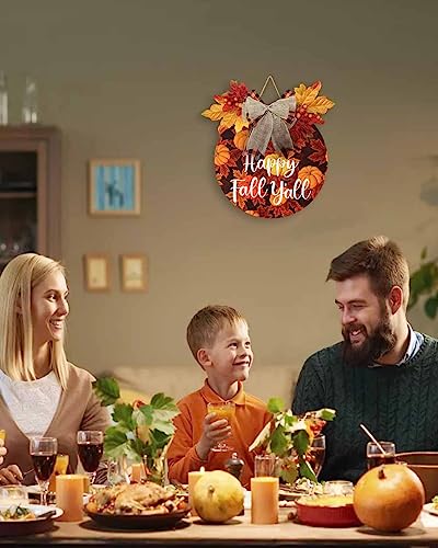 CosyBright Fall Welcome Sign - Rustic Maple Leaf & Pumpkin Door Sign - 12x12in Wooden Wall Hanging - Thanksgiving, Halloween, Christmas Decor