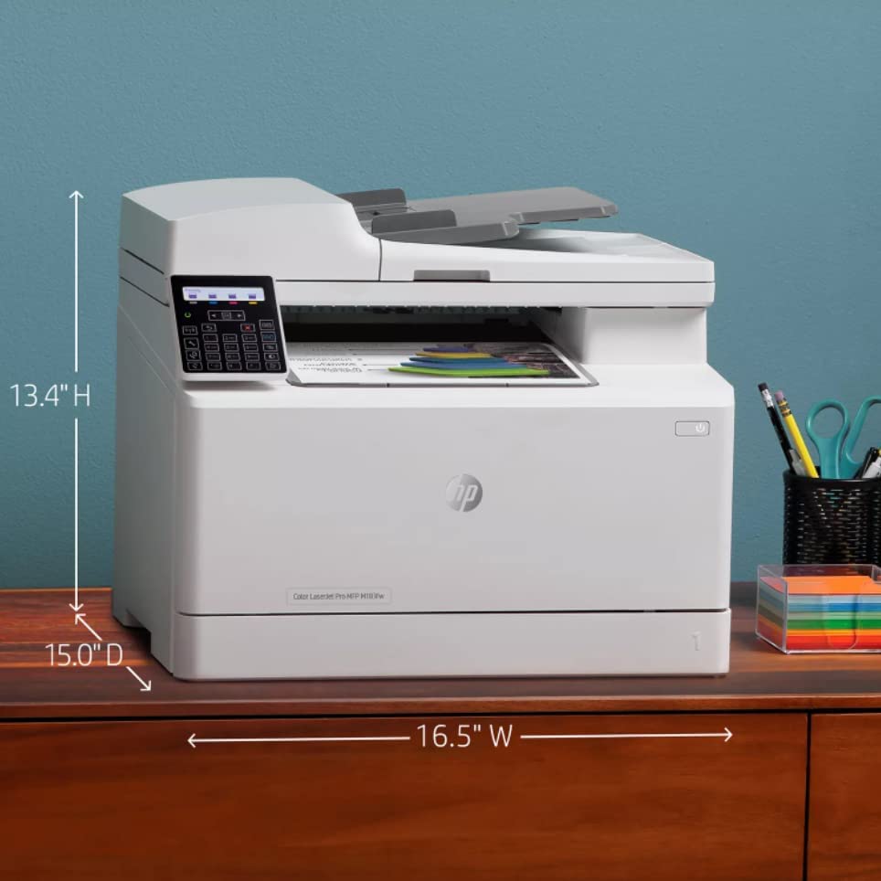 HP Laserjet Pro MFP M183FW All-in-One Wireless Color Laser Printer, Print,Copy,Scan,Fax, 16ppm, 600x600 dpi, Auto Duplex Printing, 2-line Display, 35-Page ADF, Wulic Printer Cable