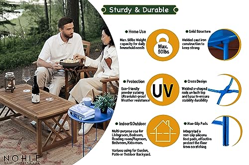 Nohle End Table for Living Room,Accent Table Round Tray Tables with Storage,Small Nightstand,Metal Side Table 18.5in. (Royal Blue)