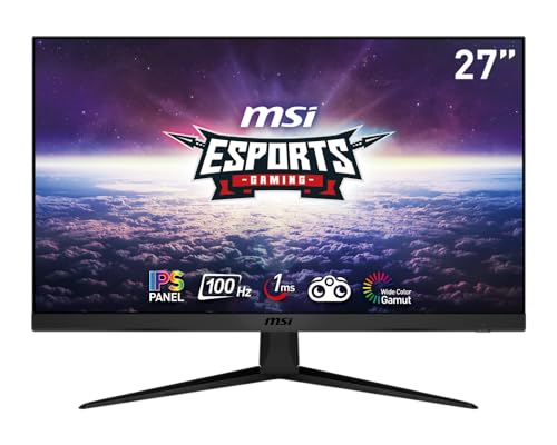 MSI 27” FHD (1920 x 1080) Non-Glare with Super Narrow Bezel 75Hz 1ms 16:9 HDMI/DP AMD Radeon FreeSync IPS Gaming Monitor (G2712V),Black